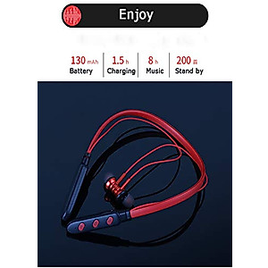 QT S Bluetooth Neckband Headphones, HD Sound V5.0 Wireless Neckband Headset Stereo Noise Cancelling Sweat/Waterproof Sports Earphones for Gym Workout Travel Business Earbuds Music & Playtime 10 Hours