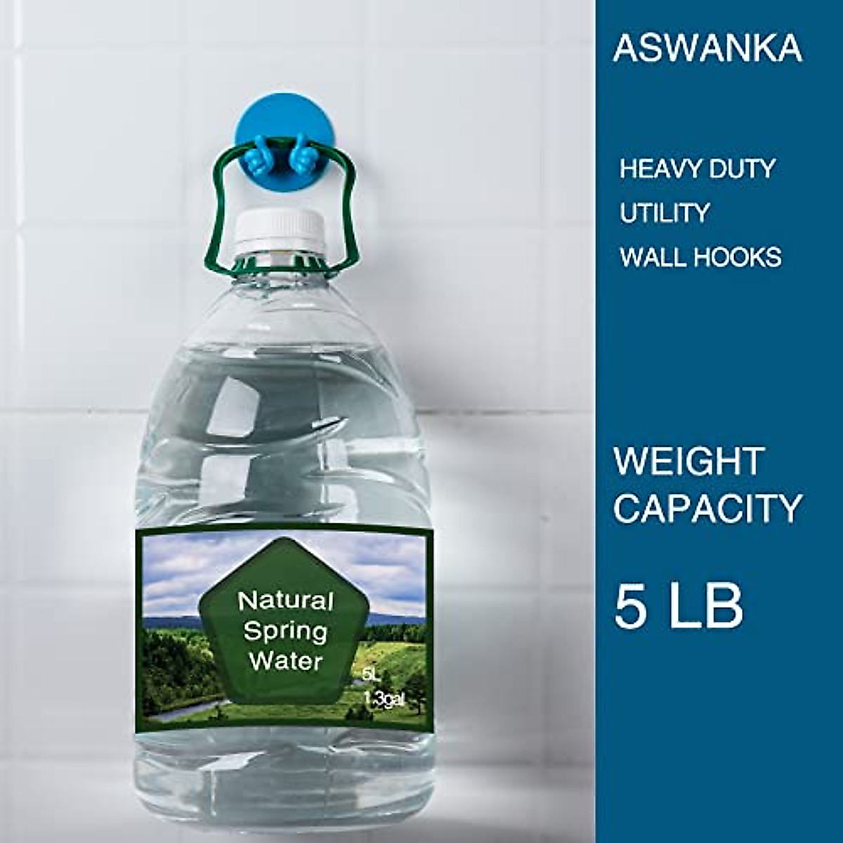 ASWANKA Utility Wall Hooks, Plug Storage Hooks, Damage Free Adhesive Wall Hooks for Hanging, Wall Hangers Without Nails for Hanging in Living Spaces, Kitchen, Bathroom, 6pcs Mixed