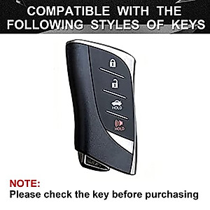 SK CUSTOM Black Leather and Aluminum Frame Smart Key Case Cover Compatible Lexus ES350 ES300h UX200 LS500 LS500H LC500 LC500h 4 Button Keyless Car Remote Accessory