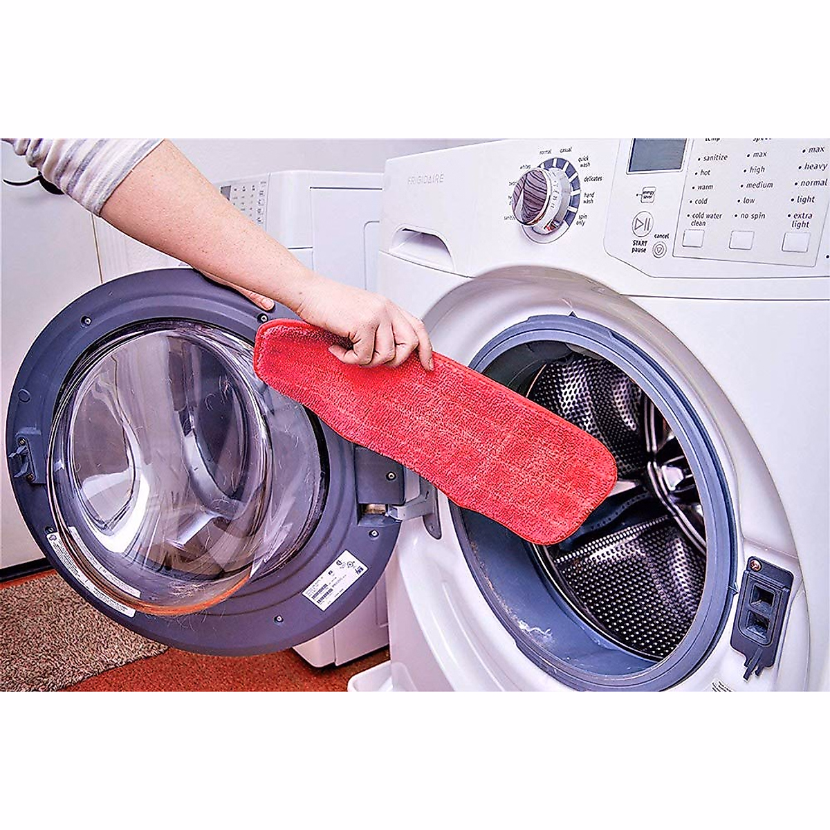 Forever one Washable Microfiber Mop Pads - Microfiber Replacement Mop Pads Heads 16.53 x 5.4Inches for Cleaning of Wet or Dry Floors - Professional HomeOffice Cleaning Supplies, Red