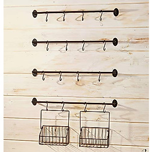 The Lakeside Collection Wall Rack for Coffee Mugs, Tea Cups with Industrial Pipe Style - 6 Pieces