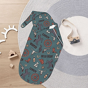 Qwalnely Swaddling Blanket for Baby, Sleeping Sacks, Unisex Baby Stuff with Hat, Western