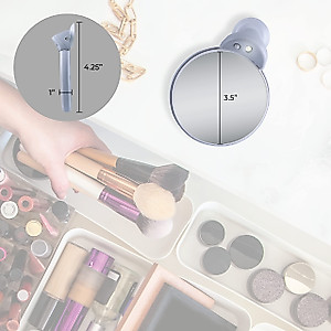 Zadro Dual-Sided 10X/5X Magnification LED Lighted Compact Travel Lightweight Portable Spot Makeup Mirror, Gray/White, FC30L