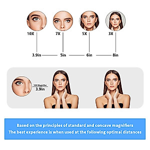 Wall Mounted Makeup Mirror 1x/ 10x Magnifying Mirror 8 Inch 360 Degree Rotating Bathroom Cosmetic Mirror,Reversible Double Sided Personal Vanity Mirror Telescopic Folding Without Dead Ends (Black)