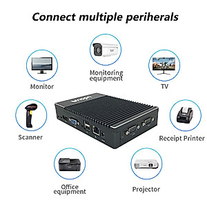 VNOPN Fanless Mini PC AMD A6 1450 up to 1.4GHz, Windows 10 Pro Small Desktop Computer 4GB DDR3 64GB SSD, Dual Display, 2.4G WiFi, Gigabit Ethernet, RS232 COM, USB3.0, Type-C, Auto Power On