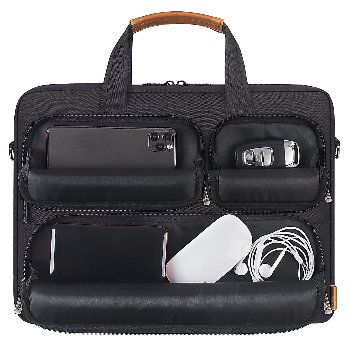 DOMISO 17-17.3 Inch Laptop Bag Business Briefcase with Shoulder Strap Messenger Bag Compatible with 17" Laptops/17.3" HP Pavilion/MSI GS73VR Stealth Pro/Dell Inspiron 17/Acer/ASUS,Black