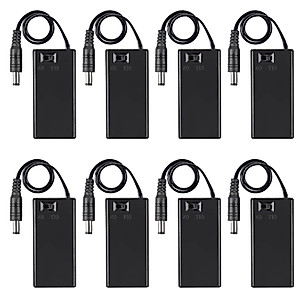 AEDIKO 8pcs 9V Battery Holder 9V Battery Holder with ON/Off Switch 9V Battery Case with DC 5.5 x 2.1mm 9V Battery Case Holder with Cover Storage Case Holder