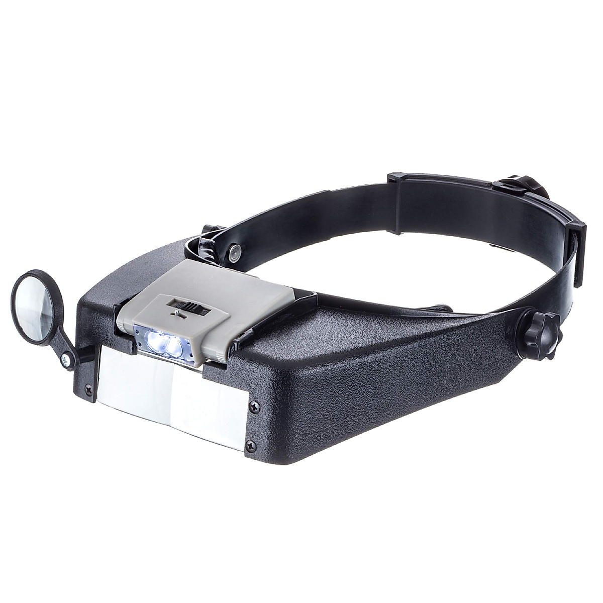 SE Illuminated Dual Lens Flip-In Head Magnifier, Head Magnifier, Tools for Repair & Precision Work, Adjustable Headlamp, 4.5X Loupe Magnifying, Black
