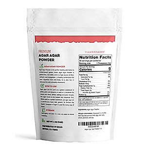 Kate Naturals Agar Agar Powder for Vegans, Baking, and Petri Dishes (4oz). Substitute Unflavored Gelatin Powder & Thickener for Vegan Jello & Gelatin Sheets. Keto-Friendly, Non-GMO & Gluten Free