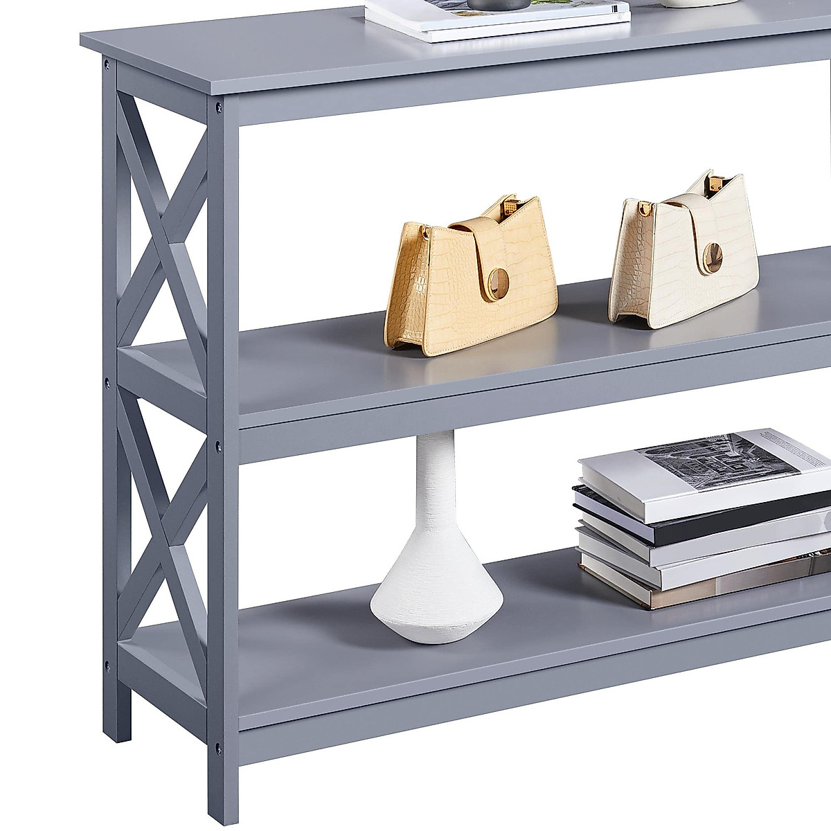 Yaheetech Television Stands & Entertainment Centers with 3 Tier Storage Shelf TV Stand for Living Room, Gray