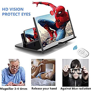 mozeeda Screen Expanders & Screen Magnifier Amplifier,3D HD New Phone Holder 12" Screen Amplifier,Movies,Videos,Games Movie Video Phone Foldable Stand Screen Phone Projector for All Smartphones