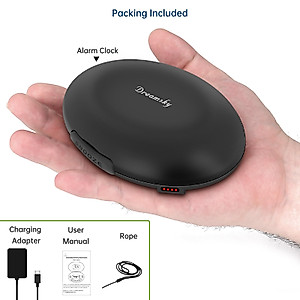 DreamSky Vibrating Alarm Clock for Heavy Sleepers - Auto Set Bed Shaker Alarm Clock Under Pillow for Hearing Impaired, Bedroom, Travel, Rechargeable Battery Operated, Cordless, Auto DST, LCD Backlight