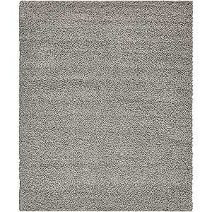 Rugs.com - Über Cozy Solid Shag Collection Rug – 8' x 10' Cloud Gray Shag Rug Perfect for Living Rooms, Large Dining Rooms, Open Floorplans