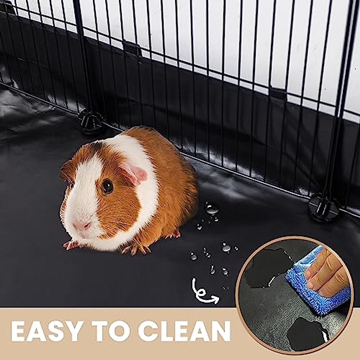Guinea Pig Cages 8 Sq Ft Expandable Small Animal Cage & Waterproof Liner Accessories Set for Rat Rabbit Guinea Pig Ferret Bunny Chinchilla Hedgehog Lizard Indoor Outdoor, Pet Playpen Habitat
