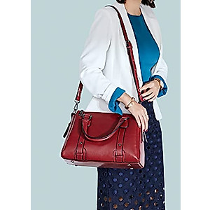 GJGJTER Women Vintage Shoulder Bag Satchel Genuine Leather Handbag Crossbody Bags-Red