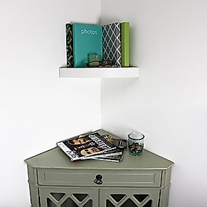 InPlace Shelving 0191806 11.8-Inch Wide Floating Corner Wall Shelf, White