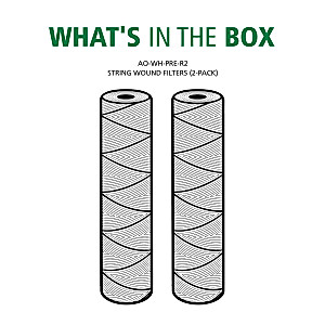 AO Smith 2.5"x10" 35 Micron Sediment Water Filter Replacement Cartridge - 2 Pack - For Whole House Filtration Systems - AO-WH-PRE-R2