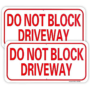 2-Pack Do Not Block Driveway Sign, 14"x 7" .04" Aluminum Reflective Sign Rust Free Aluminum-UV Protected and Weatherproof