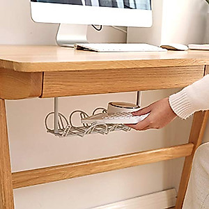 YOUNGL Cable Management Tray - Kitchen Organizer Self Adhesive Tidy Strong Cable Rack Shelf with Hanging Basket, eavy Metal Wire Cable Tray for Desks, Offices, and Kitchens