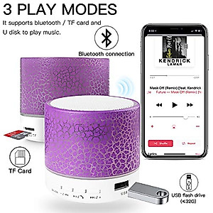 Portable Wireless Mini Bluetooth Speaker,AICase Super Bass Stereo Rechargeable Speaker with LED Lights