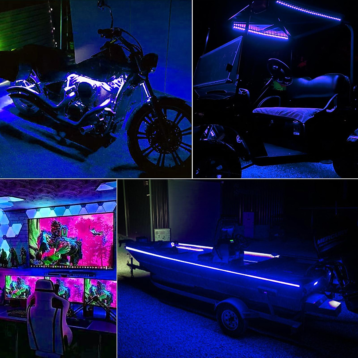 echosari Blue Led Strip Lights Waterproof Battery Operated with Remote, 8 Modes, Dimmable, Timer, Self-Adhesive, Cuttable, 3M 90Led Battery Strip Led Light for Indoor Outdoor Decor