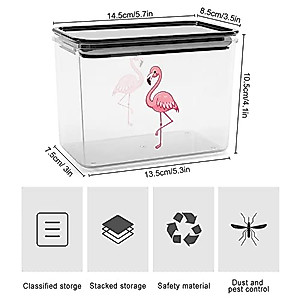 The Cute Beautiful Pink Flamingo Storage Box Plastic Food Organizer Container Canisters with Lid for Kitchen