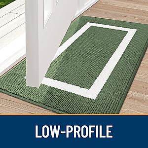 OLANLY Indoor Door Mat, 32x20, Non-Slip Absorbent Resist Dirt Entrance Mat, Washable Low-Profile Inside Entry Doormats for Entryway, Green