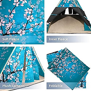 enheng Small Pet Hideout Japanese Sakura Flowers Hamster House Guinea Pig Playhouse for Dwarf Rabbits Hedgehogs Chinchillas