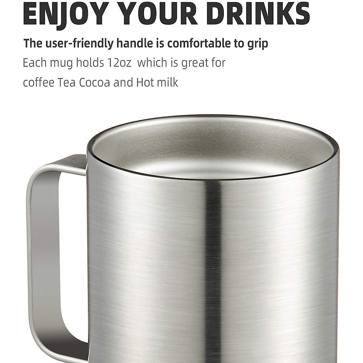 MEWAY 12oz Mix Color Mug With Handle 8 Pack Bulk,Stainless Steel Insulated Travel Tumblers With Sliding Lid,Double Wall Vacuum Camping Coffee Cup for Hot & Cold Drinks Tea (Mix,Set of 8)