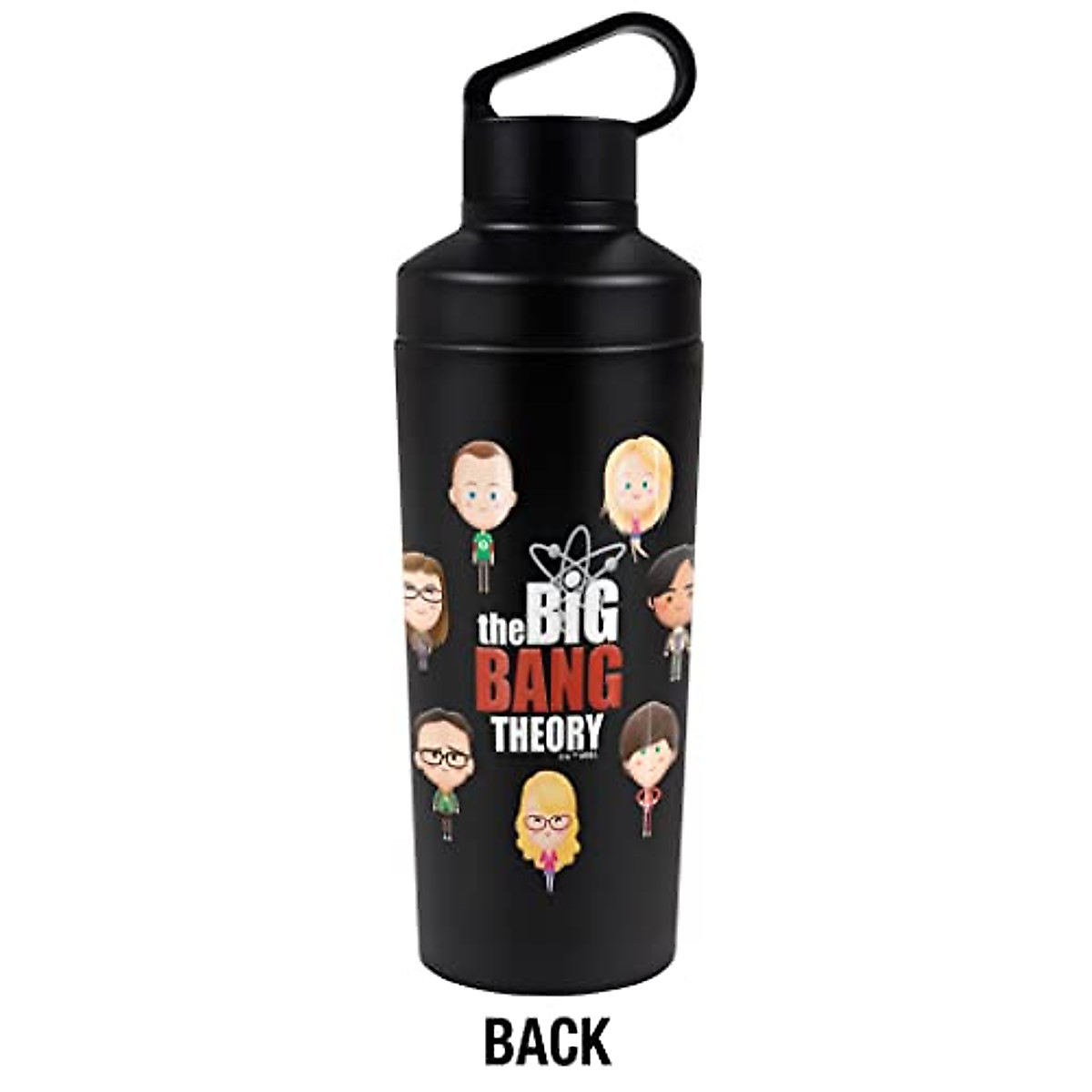Big Bang Theory OFFICIAL Emojis 18 oz Insulated Water Bottle, Leak Resistant, Vacuum Insulated Stainless Steel with 2-in-1 Loop Cap