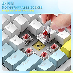 ZIYOU LANG RK-K84 Wired 75% Mechanical Gaming Keyboard Hot Swappable with Rainbow LED Backlit Anti-ghosting TKL 84 Key Custom Coiled C to A Cable Linear Red Switch for PS4 PS5 Xbox PC Mac Gamer(Lemon)