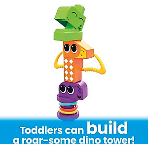 Mega BLOKS Fisher-Price Toddler Building Blocks Toy Set, Squeak ‘n Chomps Dinos with 24 Pieces, 4 Buildable Animals, Ages 1+ Years