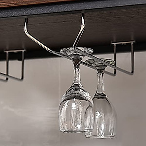 HOMCOM Industrial Wine Rack with 11-Bottles Holder, Free Standing Wine Shelf with Glass Holders for Home Bar, Kitchen, Dark Brown