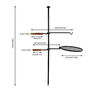 LINISHOP 2in1 Portable Campfire Grill Adjustable 360° Rotation Campfire Grill Fire Pit Grill Pan Rack BBQ Swivel Campfire Grill Charcoal Outdoor Camping Barbecue Tool Black New