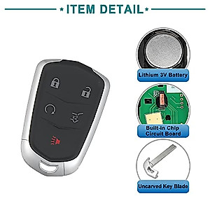 ACROPIX 5 Button Keyless Entry Remote Fit for Cadillac XT5 - Pack of 1 Black