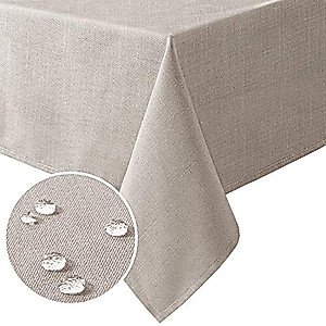 H.VERSAILTEX Linen Textured Table Cloths Rectangle 60 x 120 Inch Premium Solid Tablecloth Spill-Proof Waterproof Table Cover for Dining Buffet Feature Extra Soft and Thick Fabric Wrinkle Free, Taupe