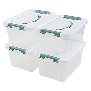 Anbers 5.5 Quart Clear Plastic Box with Lid, 4 Packs Latch Storage Bin
