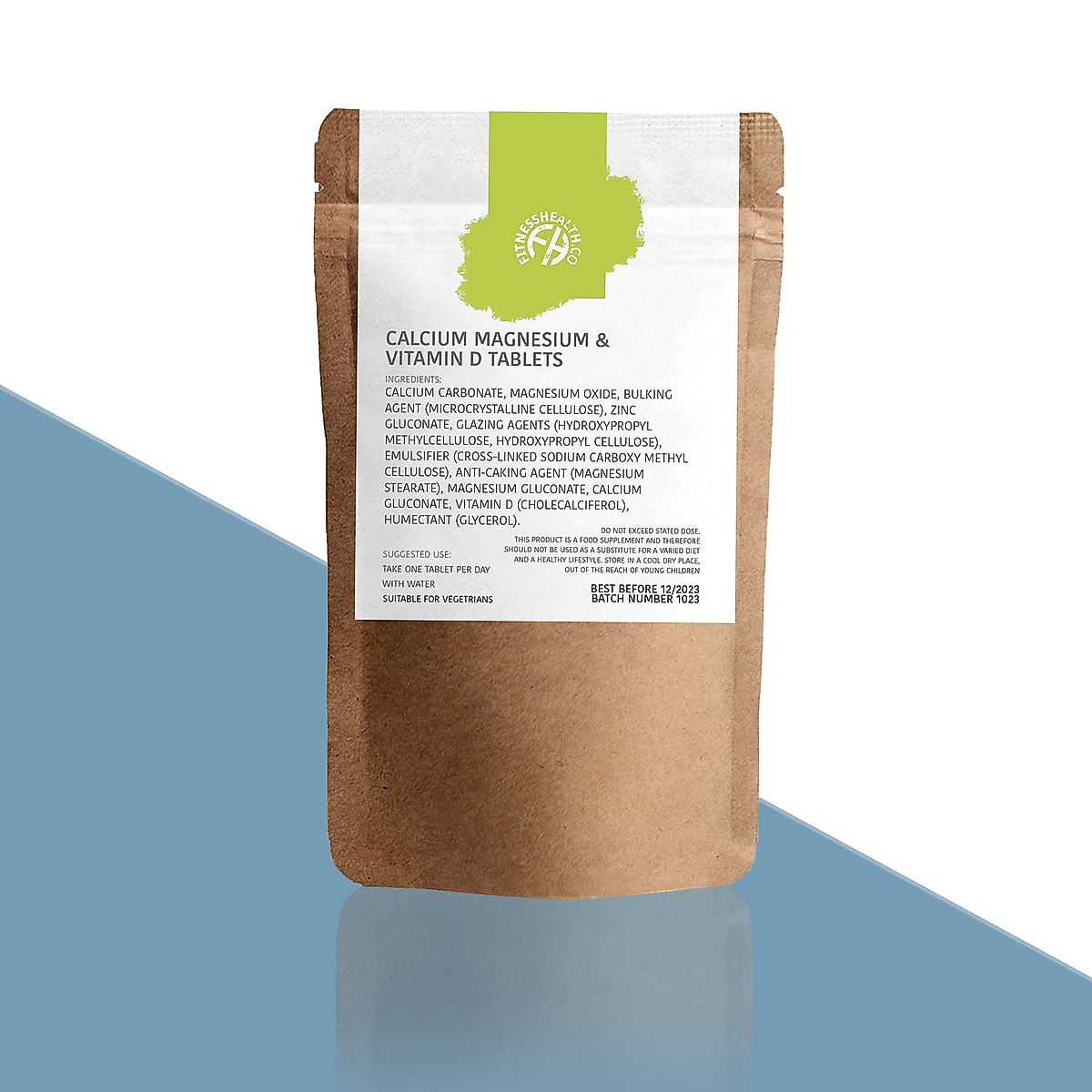 Fitness Health Calcium Magnesium & Vitamin D Tablets - Calcium and Vitamin D Tablets - Vegan Vitamins Supplement - Non-GMO and Gluten Free