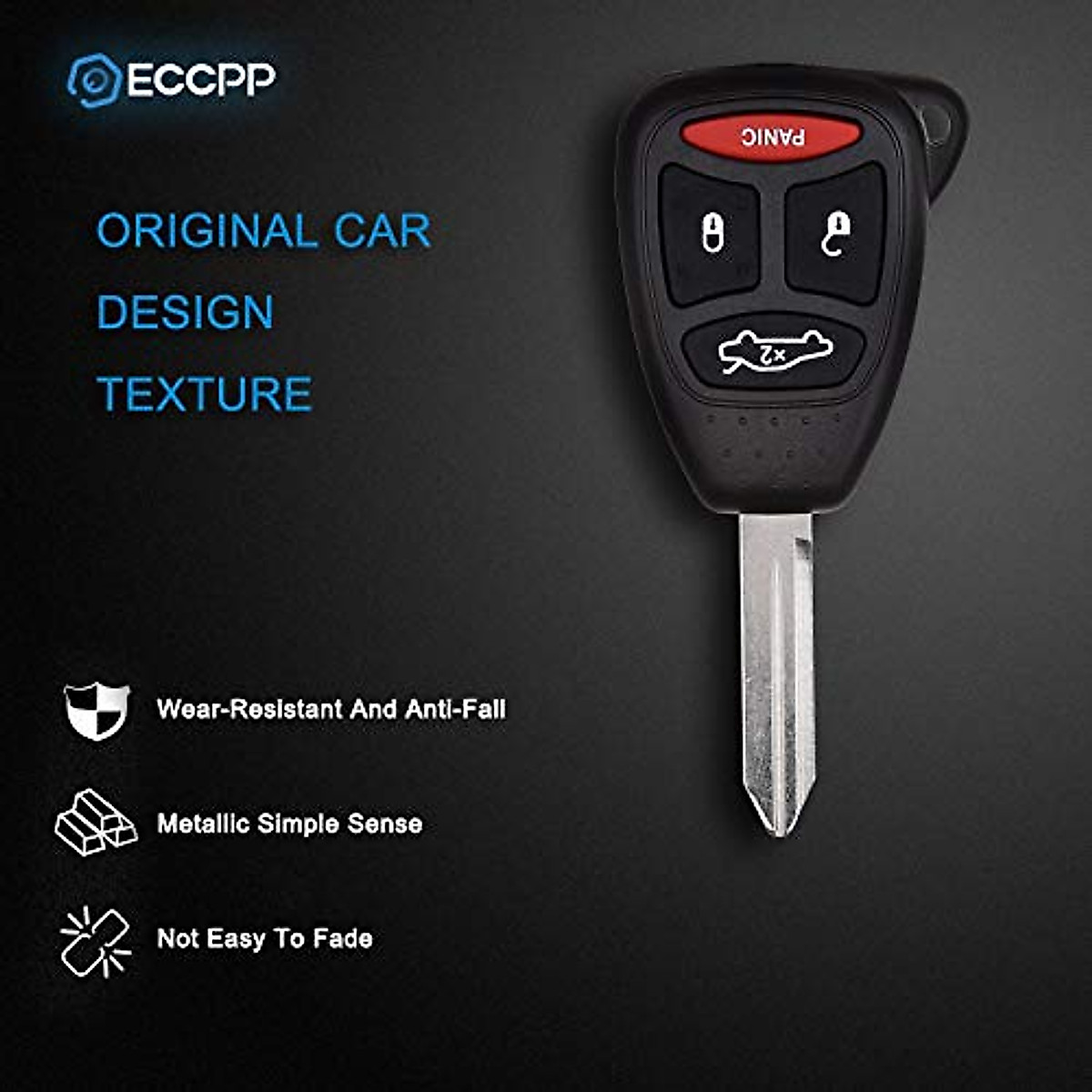 ECCPP 1X Key Fob Keyless Entry Remote Replacement for Chrysler 300 for D odge Charger Dakota Durango Magnum for J eep Grand Cherokee Commander KOBDT04A OHT692713AA 4 Buttons