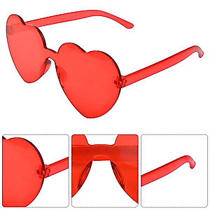 Fengek 6 Pcs Heart Shape Sunglasses Frameless Transparent Glasses Party Favors for Women, Multicolor 1