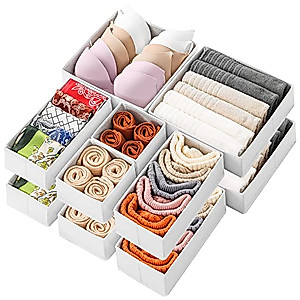 Stero 12 Pack Drawer Organizers for Clothing, Dresser Drawer Organizer Clothes, Fabric Foldable Closet Organizers and Storage Basket Bins for Clothes, Underwear, Bras, Socks (White)