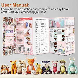 XSEINO Crochet Kit with Crochet Hooks Yarn Set - Premium Bundle includes 40 Colors Crochet Yarn Balls, Crochet Kit, Accessories Kit, Crochet Bag and Lot More - Starter Pack for Kids Adults