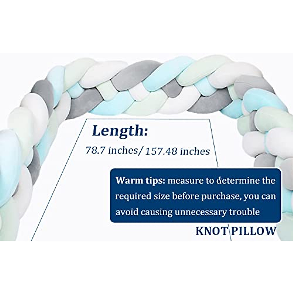 Aloiyue Premium Cushion Soft Knot Decorative Pillow Decor for Bedroom,Playroom (157.5inch，Grey+White+Green+Blue)