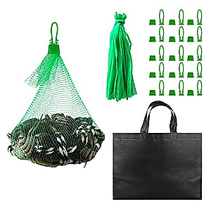 100Pcs Seafood Boiling Bags , 24 in Mesh Onion Bags , Crawfish Bags Boiling Bags , Reusable Agricultural Products Nylon Mesh Bag , Clam net Bags , Comes With a Reusable Black Shopping Bag (Green)
