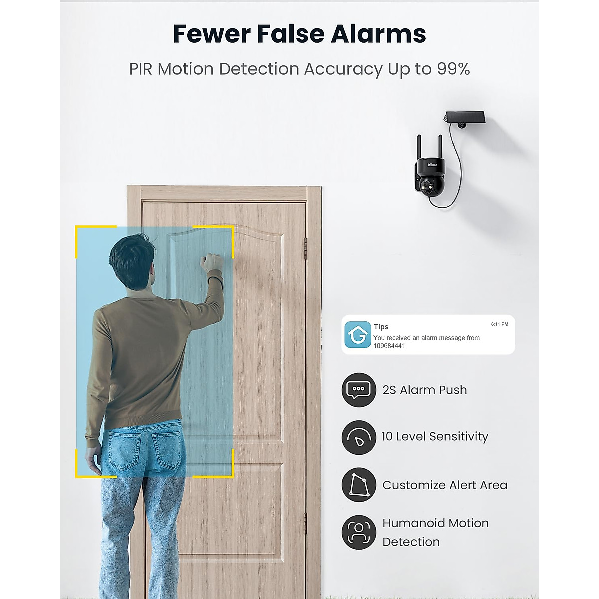 ieGeek Security Cameras Wireless Outdoor - 2 Pack 2K WiFi Solar Camera System with 360°PTZ for Home Outside Surveillance, Battery Powered Cam Works with Alexa, 3MP Color Night Vision, 2-Way Audio, AI