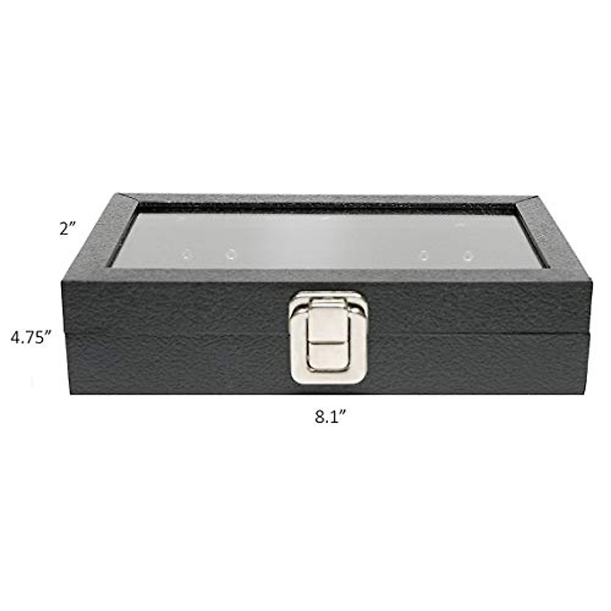 Novel Box Medium Glass Top Black Leatherette Jewelry Display Case + 15 Count Jar Insert Tray in Black + Custom NB Pouch