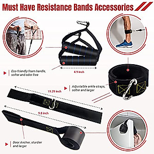Resistance Bands Set with Yellow Handles, Exercise/Workout/ Fitness Bands with Door Anchor, Legs Ankle Straps for Resistance Training，Physical Therapy，Home Gym Workout