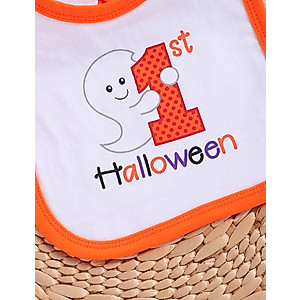 Menglang Baby Bibs My First Halloween Baby Boys Girl Bibs for Halloween Drooling and Teething (Pumpkin Orange)