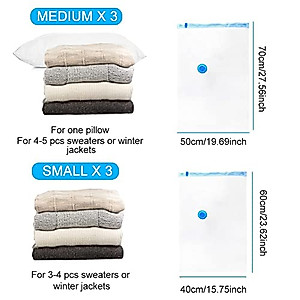 10 Pack Vacuum Storage Bags Double-Zip Seal - 80% More Space Saver Bags for Clothes, Blankets, Pillows - Vacuum Bags with Hand-Pump for Travel (1 Jumbo, 3 Large, 3 Medium, 3 Small)