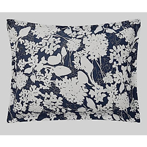 Lauren Ralph Lauren Navy Blue Floral Reese Full Queen 3 pc Duvet Cover Set Shams Grey White